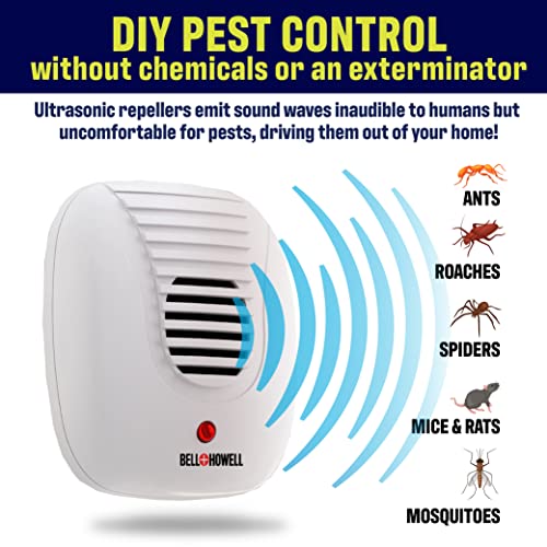 Bell and Howell Ultrasonic Pest Repeller Home Kit (Pack of 6), Ultrasonic Pest Repeller, Pest Repellent for Home, Bedroom, Office, Kitchen, Warehouse, Hotel, Safe for Human and Pet