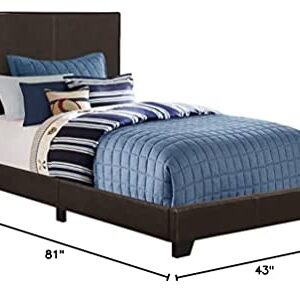 Monarch specialties , Bed, Leather-Look, Dark Brown, Twin