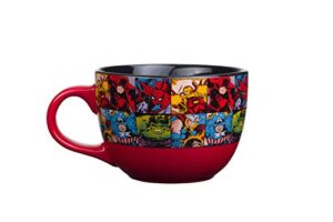 silver buffalo marvel comics heroes avengers grid oversized ceramic coffee mug featuring spider-man, captain america, thor, hulk, and iron man, 24-ounces