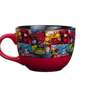 Silver Buffalo Marvel Comics Heroes Avengers Grid Oversized Ceramic Coffee Mug Featuring Spider-Man, Captain America, Thor, Hulk, and Iron Man, 24-Ounces