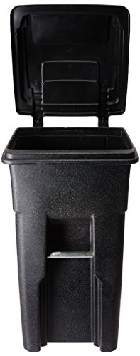 Toter 79232-R1209 32 Gallon Blackstone Trash Can with Wheels and Attached Lid