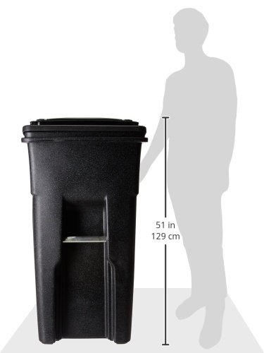 Toter 79232-R1209 32 Gallon Blackstone Trash Can with Wheels and Attached Lid