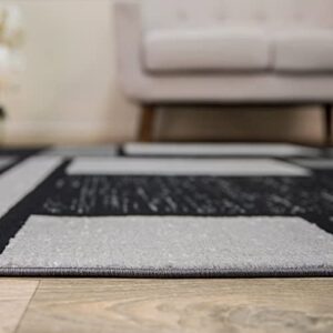 Rugshop Contemporary Modern Boxes Design Soft Indoor Area Rug 7'10" x 10'2" Gray