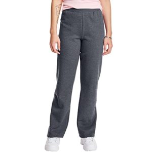 hanes women's ecosmart open bottom leg sweatpants,slate heather,small