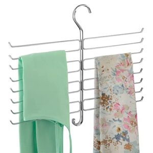 mdesign metal closet rod hanging accessory storage organizer rack for scarves, ties, yoga pants, leggings, tank tops - snag free, geometric design, 16 arms/1 hook - spira collection - chrome