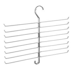 mDesign Metal Closet Rod Hanging Accessory Storage Organizer Rack for Scarves, Ties, Yoga Pants, Leggings, Tank Tops - Snag Free, Geometric Design, 16 Arms/1 Hook - Spira Collection - Chrome