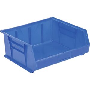 blue plastic stacking bin 16-1/2 x 14-3/4 x 7 - lot of 6