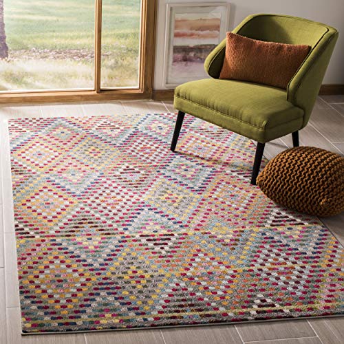 SAFAVIEH Monaco Collection Area Rug - 5'1" x 7'7", Multi & Beige, Boho Diamond Design, Non-Shedding & Easy Care, Ideal for High Traffic Areas in Living Room, Bedroom (MNC204F)