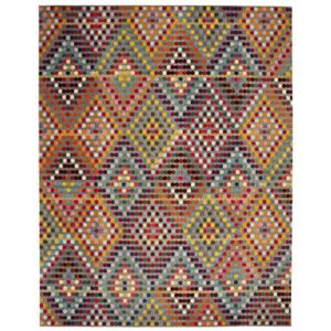 SAFAVIEH Monaco Collection Area Rug - 5'1" x 7'7", Multi & Beige, Boho Diamond Design, Non-Shedding & Easy Care, Ideal for High Traffic Areas in Living Room, Bedroom (MNC204F)