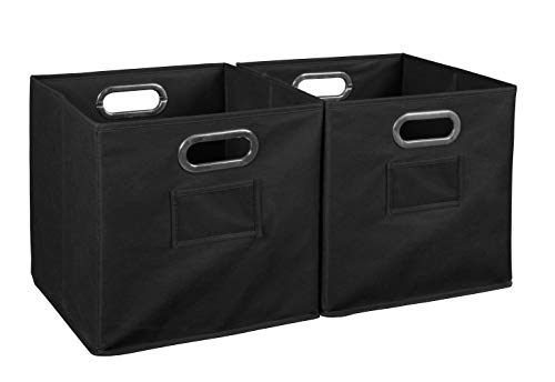 Set of 2 Cubo Foldable Fabric Bins- Black