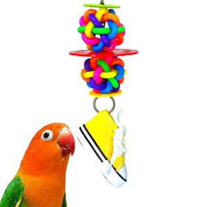 bonka bird toys 1977 sneaker snowflake bird toy durable chew treat foraging ball parrot, parrotlet, quaker, cockatiel, african grey, and similar pet birds.