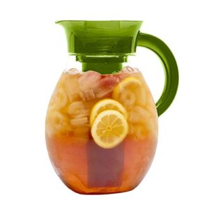 Primula The Big Iced Tea Maker and Infuser, Plastic Beverage Pitcher with Leak Proof, Airtight Lid, Fine Mesh Reusable Filter, Made without BPA, Dishwasher Safe, Green