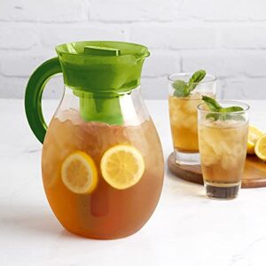 Primula The Big Iced Tea Maker and Infuser, Plastic Beverage Pitcher with Leak Proof, Airtight Lid, Fine Mesh Reusable Filter, Made without BPA, Dishwasher Safe, Green