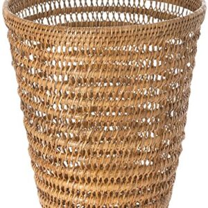 Kouboo 1030059 La Jolla Rattan Mesh Round Waste Basket, 11" x 11" x 12", Honey Brown