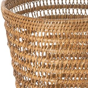 Kouboo 1030059 La Jolla Rattan Mesh Round Waste Basket, 11" x 11" x 12", Honey Brown