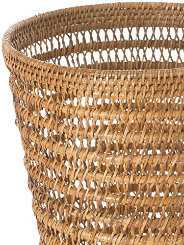 Kouboo 1030059 La Jolla Rattan Mesh Round Waste Basket, 11" x 11" x 12", Honey Brown