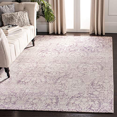 SAFAVIEH Passion Collection Area Rug - 6'7" x 9'2", Lavender & Ivory, Vintage Distressed Design, Non-Shedding & Easy Care, Ideal for High Traffic Areas in Living Room, Bedroom (PAS403A)