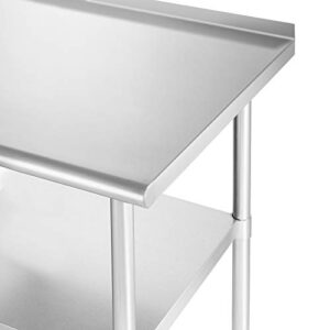 GRIDMANN Stainless Steel Table 48 in. x 24 in., NSF Commercial Kitchen Prep & Work Table w/ Backsplash and Wheels