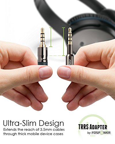 FosPower (3 Pack 3.5mm (1/8") Male to Female Stereo Audio Headphone Jack Adapter [Ultra-Slim Design | 4-Conductor TRRS | 24K Gold Plated Connector] for Phones, Tablets, Headphones & Card Readers