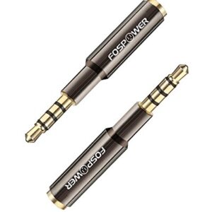 FosPower (3 Pack 3.5mm (1/8") Male to Female Stereo Audio Headphone Jack Adapter [Ultra-Slim Design | 4-Conductor TRRS | 24K Gold Plated Connector] for Phones, Tablets, Headphones & Card Readers