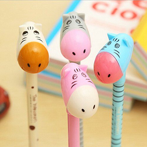 KitMax (TM) Pack of 12 Pcs Cute Cool Giraffe Donkey Zebra Shape Personalized Promotional Ballpoint Pens Office School Supplies Students Children Gift