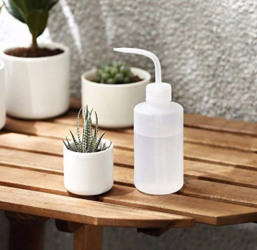 Mkono 2 Pack Watering Can, 250ML and 500ML Succulent Watering Bottle Plant Flower Squeeze Bottle Plastic Bend Mouth Safety Wash Bottle, Small and Medium, White