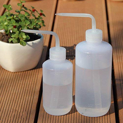 Mkono 2 Pack Watering Can, 250ML and 500ML Succulent Watering Bottle Plant Flower Squeeze Bottle Plastic Bend Mouth Safety Wash Bottle, Small and Medium, White