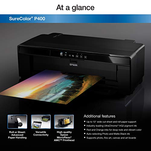 Epson SureColor P400 Wireless Color Photo Printer, 20.9 x 25.8 x 13.5 Inches, Black, Model:C11CE85201