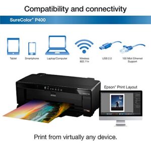 Epson SureColor P400 Wireless Color Photo Printer, 20.9 x 25.8 x 13.5 Inches, Black, Model:C11CE85201