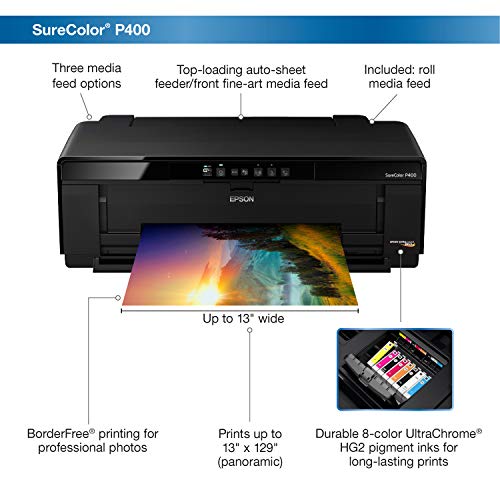 Epson SureColor P400 Wireless Color Photo Printer, 20.9 x 25.8 x 13.5 Inches, Black, Model:C11CE85201