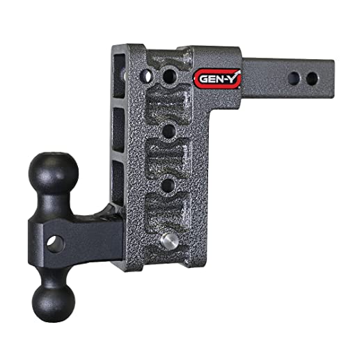 GEN-Y GH-514 MEGA-Duty Adjustable 7.5" Drop Hitch with GH-051 Dual-Ball for 2" Receiver - 16,000 LB Towing Capacity - 2,000 LB Tongue Weight