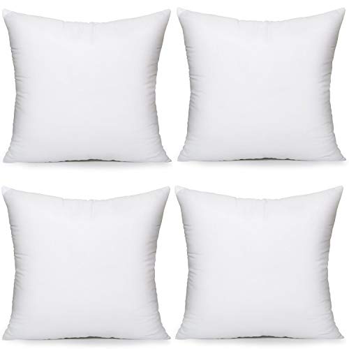 MoonRest Set of Four - Synthetic Down Pillow Insert, Hypoallergenic Down Alternative Pillow Form Stuffer for Shams Sofa and Bed Pillow 18" x 18"