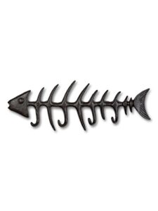 abbott collection cast iron fishbone quadruple wall hook, brown (large)