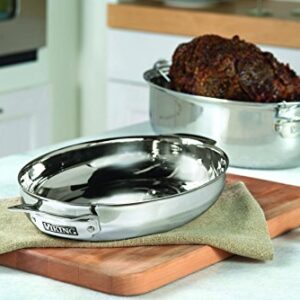 Viking Culinary 3-Ply Stainless Steel Oval Roasting Pan, 8.5 Quart, Includes Metal Induction Lid & Rack, Dishwasher, Oven Safe, Works on All Cooktops including Induction