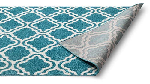 Modern Rug Calipso Blue 3'3" x 5' Lattice Trellis Accent Area Rug Entry Way Bright Kids Room Kitchn Bedroom Carpet Bathroom Soft Durable Area Rug