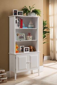 kings brand furniture wood bookcase with doors, white