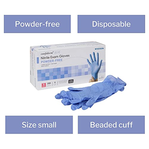 McKesson Confiderm 3.5C Nitrile Latex-Free SM Exam Gloves, Small, Chemo Tested, Powder-Free, 200/BX