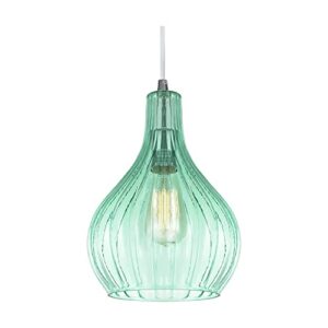 Aspen Creative 61039-1 Adjustable 1 Light Mini Pendant Ceiling Light, Transitional Design in Chrome Finish, Surf Green Glass Shade, 8 5/8" Wide