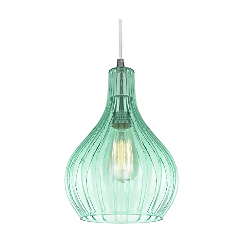 Aspen Creative 61039-1 Adjustable 1 Light Mini Pendant Ceiling Light, Transitional Design in Chrome Finish, Surf Green Glass Shade, 8 5/8" Wide