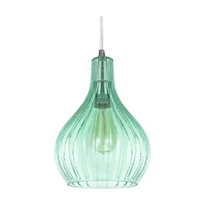 Aspen Creative 61039-1 Adjustable 1 Light Mini Pendant Ceiling Light, Transitional Design in Chrome Finish, Surf Green Glass Shade, 8 5/8" Wide