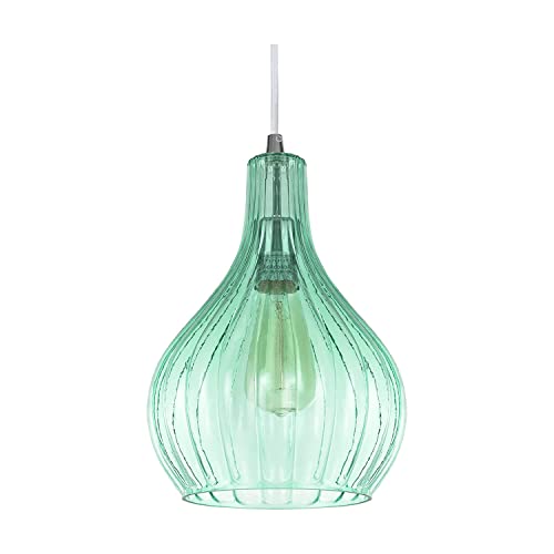 Aspen Creative 61039-1 Adjustable 1 Light Mini Pendant Ceiling Light, Transitional Design in Chrome Finish, Surf Green Glass Shade, 8 5/8" Wide