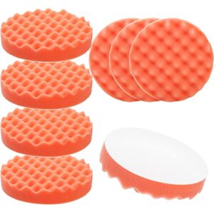 Fasmov 8 Pack 6" Heavy Cutting Pad Waffle Buffing Pads, Orange Microfiber Buffing Pads, Foam Polish Pad for Compounding, Polishing and Waxing