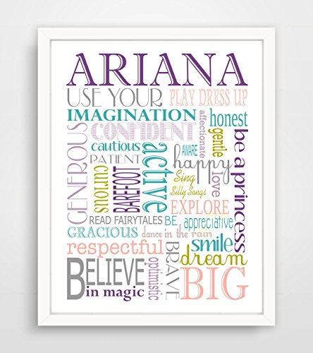 Personalized Kids Wall Art Print, Nursery Art, Children Wall Art. Purple Modern Subway Rules with Child's Name 8x10 inch print ** FRAME NOT INCLUDED, PRINT ONLY