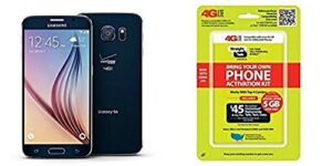 straight talk samsung galaxy s6 "saphire black" 32gb runs on verizon's 4g xlte via straight talk's $45.00 5gb unlimited talk & text "service card not included"