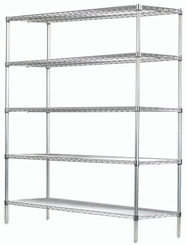 Omega 24" Deep x 30" Wide x 54" High 5 Tier Chrome Starter Shelving Unit