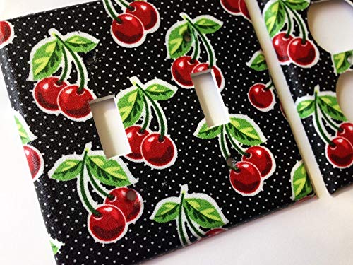 Black And White Cherry Light Switch Cover Various Sizes Offered