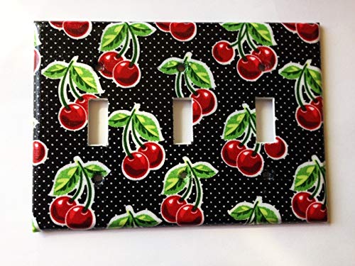 Black And White Cherry Light Switch Cover Various Sizes Offered