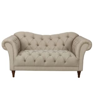 Homelegance St. 70" Claire Fabric Chesterfield Loveseat, Almond Brown