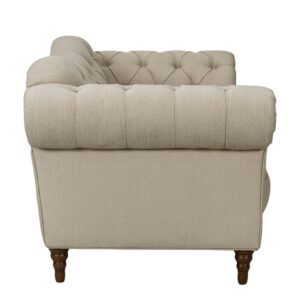 Homelegance St. 70" Claire Fabric Chesterfield Loveseat, Almond Brown