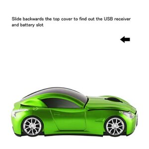 Usbkingdom Cool Sport Car Shape 2.4GHz Wireless Mouse Optical Cordless Mice with USB Receiver for PC Laptop Computer 1600DPI 3 Buttons Green